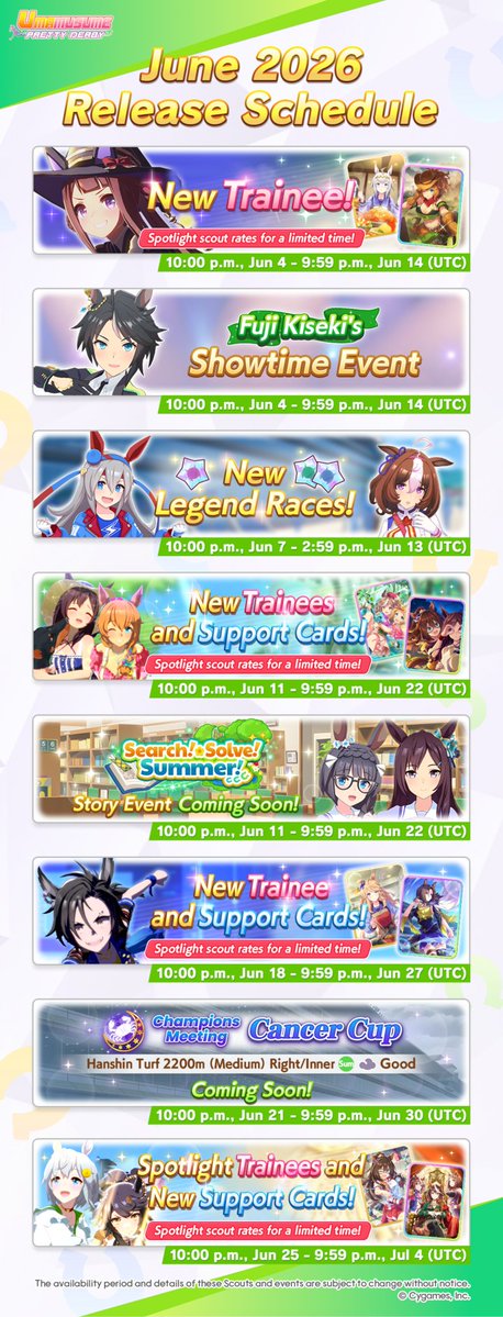 Sweep Tosho kicks off Umamusume June 2026 banner schedule
