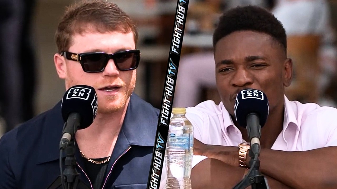 Canelo Alvarez and Christian Mbilli face off during intense press ...