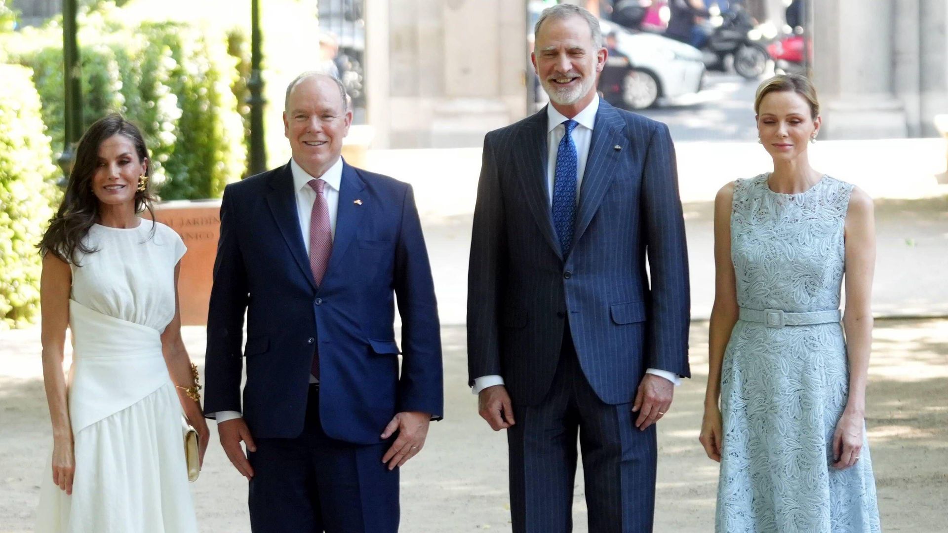 Queen Letizia and Princess Charlene meet King Felipe VI and Prince ...