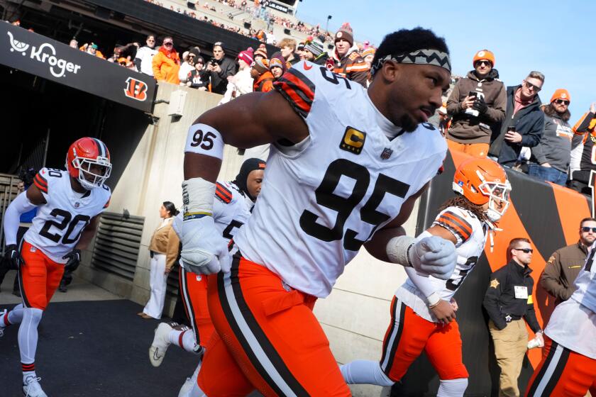 Rams acquire Myles Garrett for Jared Verse and draft picks in ...