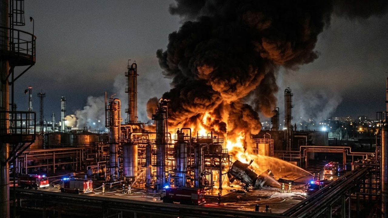 Ukraine drones set Russia's Saratov oil refinery on fire