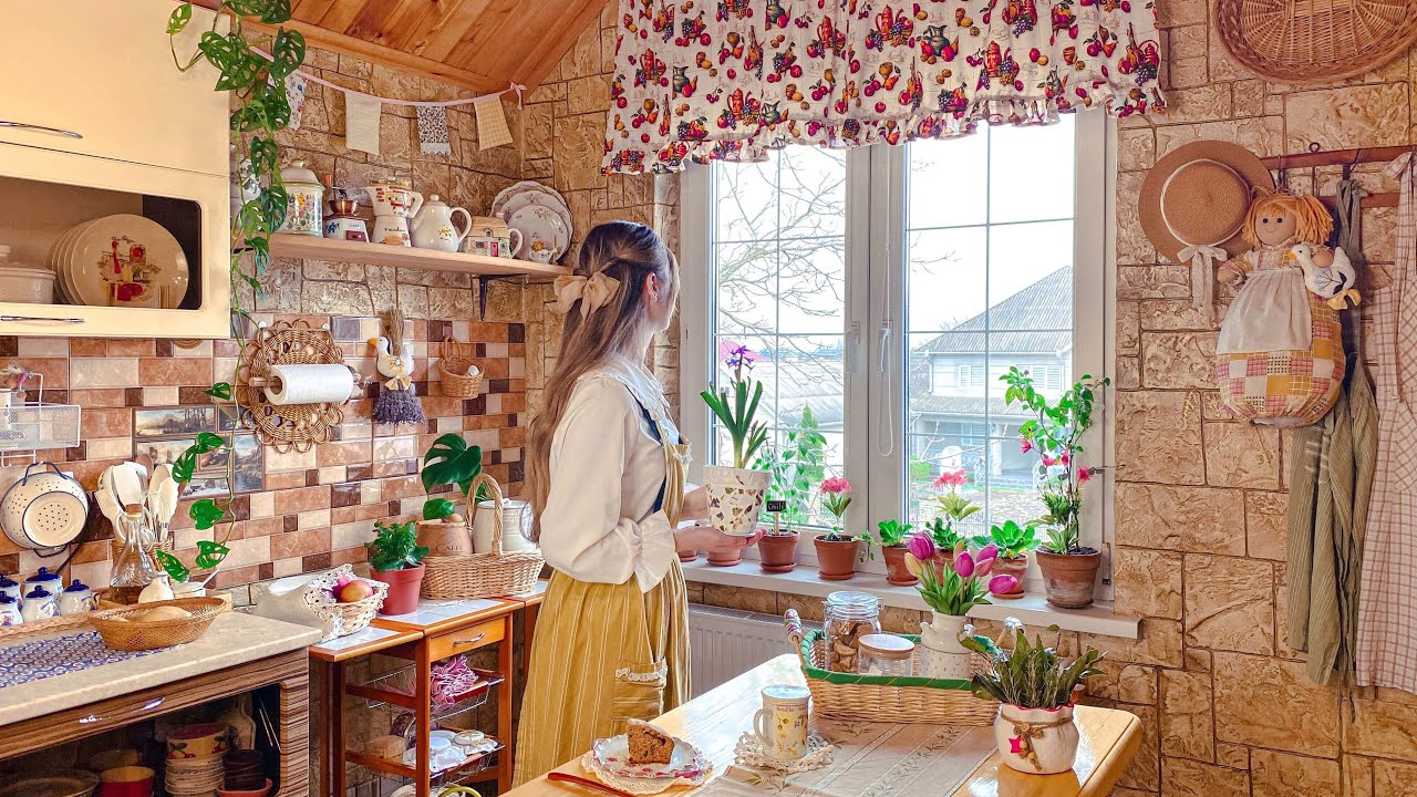 Cozy rainy day in a countryside home. Creating beautiful things by hand ...