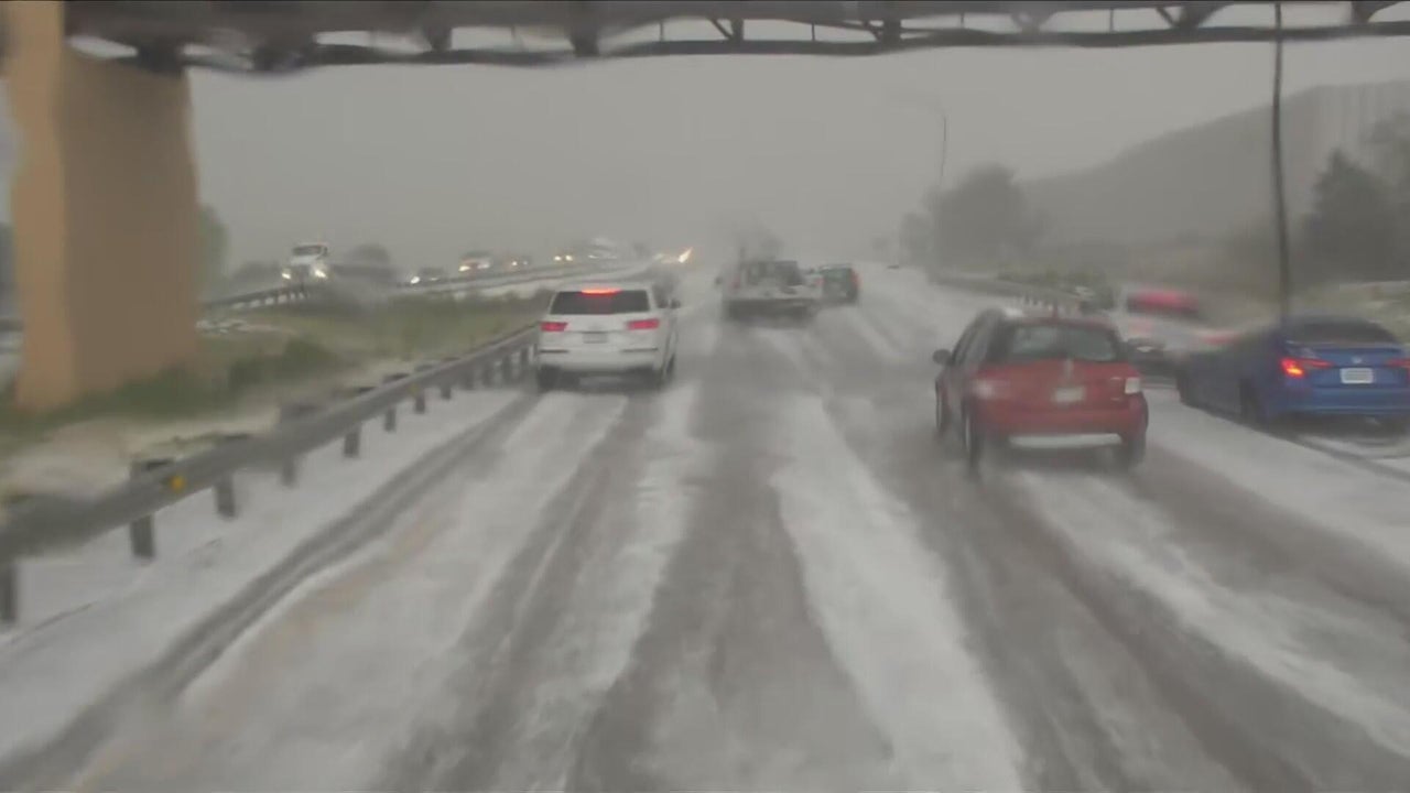 First Alert Weather Tracker shows hail falling on Interstate 70 in Denver