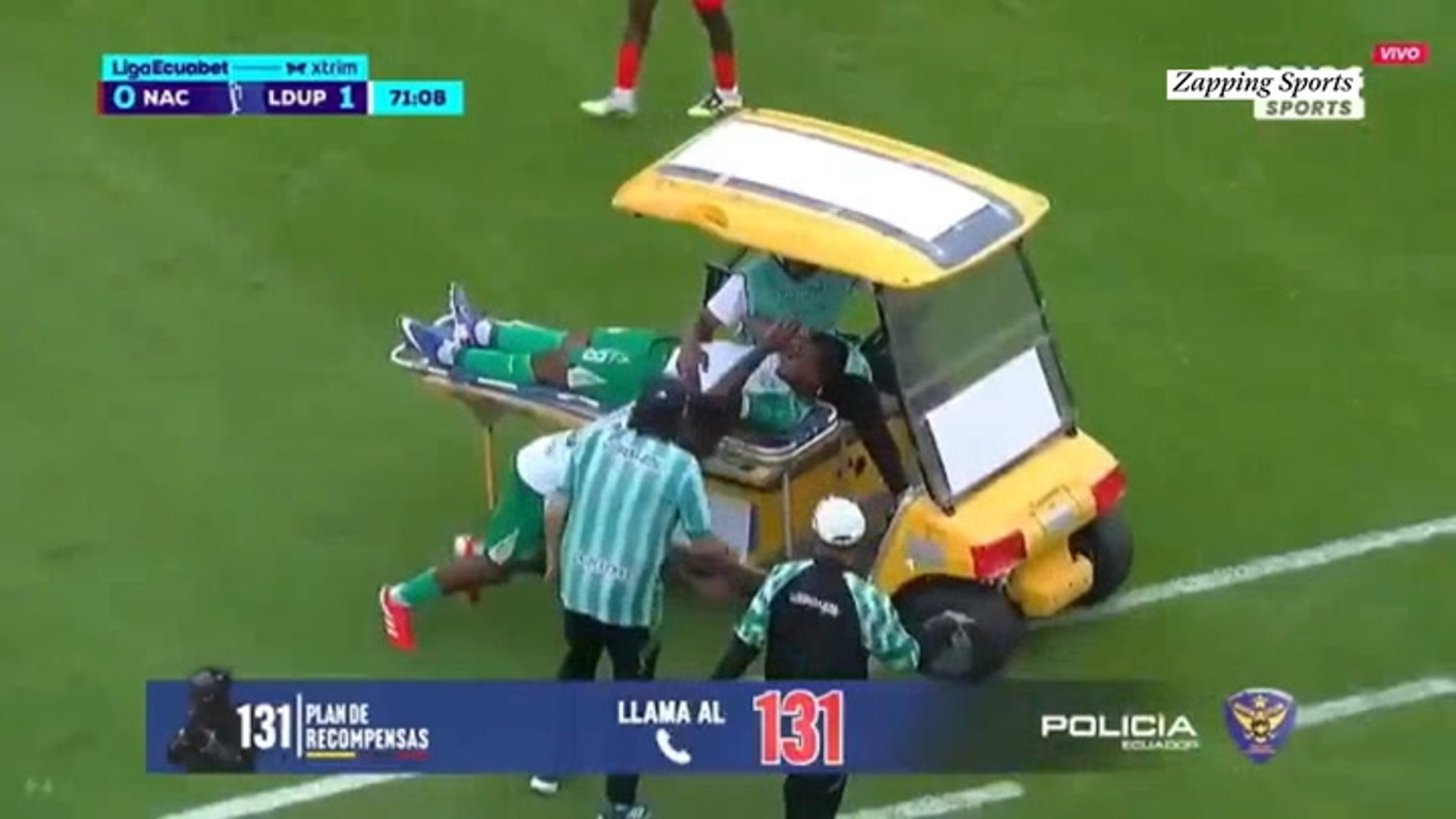 Football player run over by medical staff taking injured teammate off field