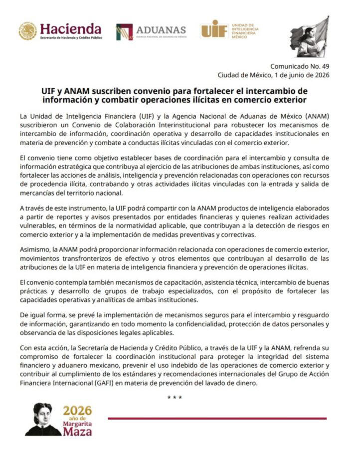UIF y ANAM acuerdan combatir operaciones ilícitas