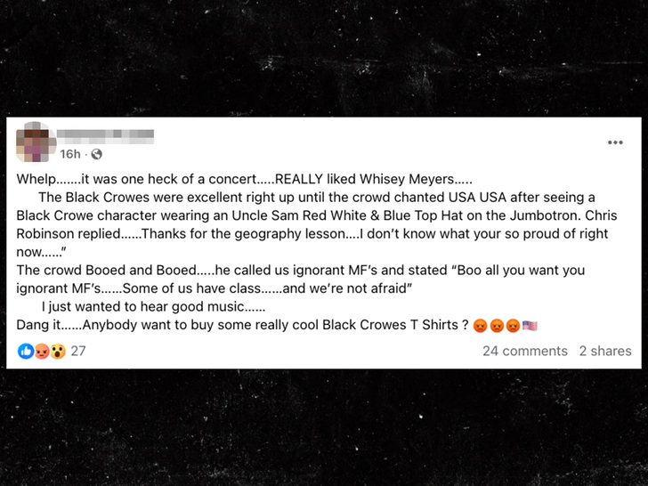 The Black Crowes booed for dissing crowd chanting 'USA'