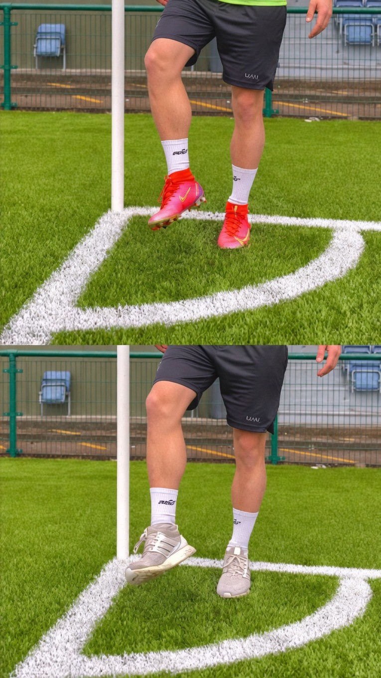 Testing football boots against running shoes