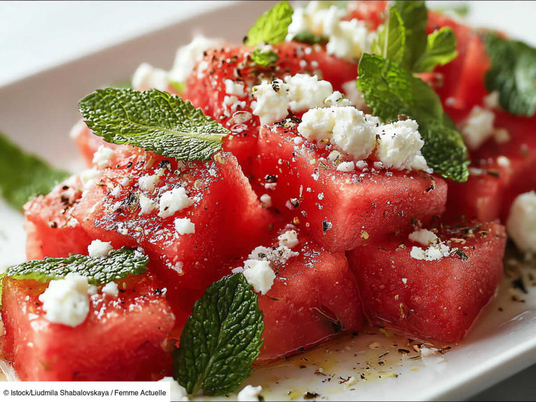 Salade de pastèque, fêta et menthe : la recette super simple et ...