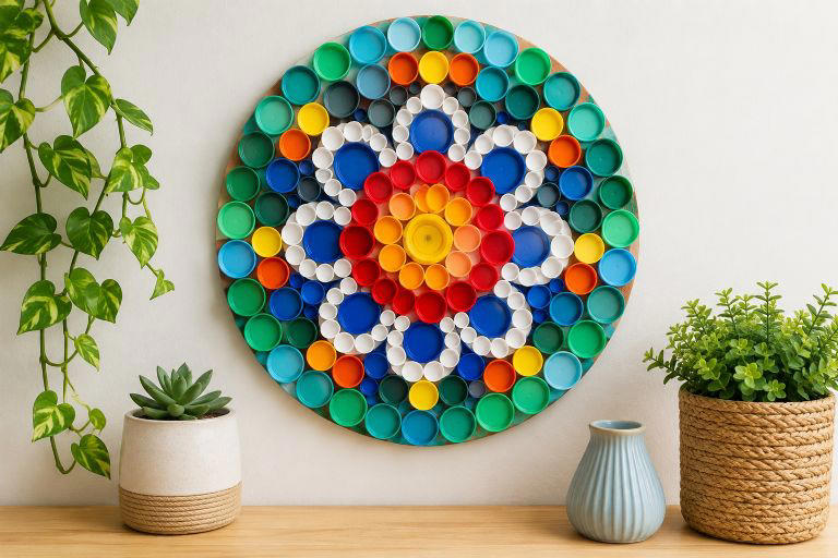 Recicla tapas de plástico y crea este increíble objeto DIY decorativo ...