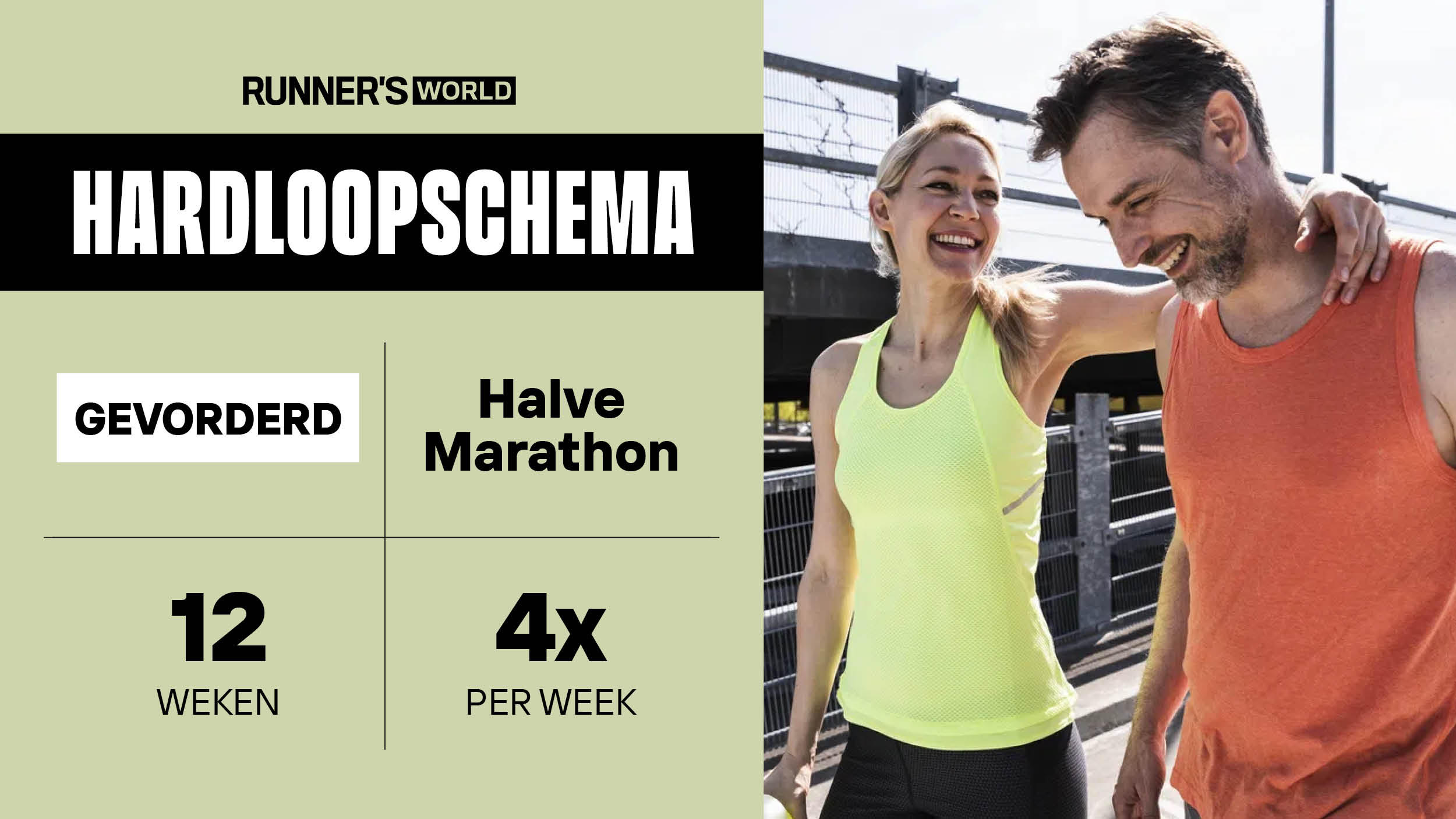 Hardloopschema halve marathon: 12 weken 4x trainen per week voor ...