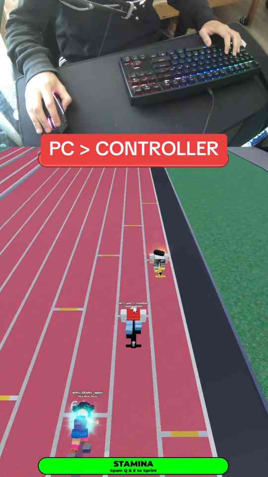 Controller players are easy in Roblox track and field