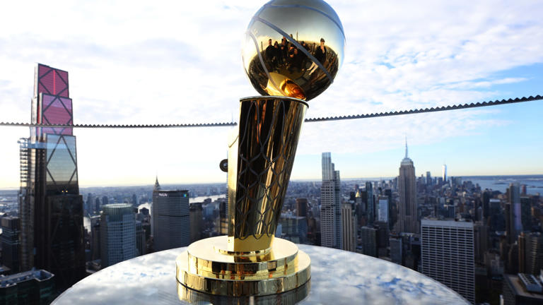 Larry O'Brien Trophy likeness, script logo back on court for NBA Finals