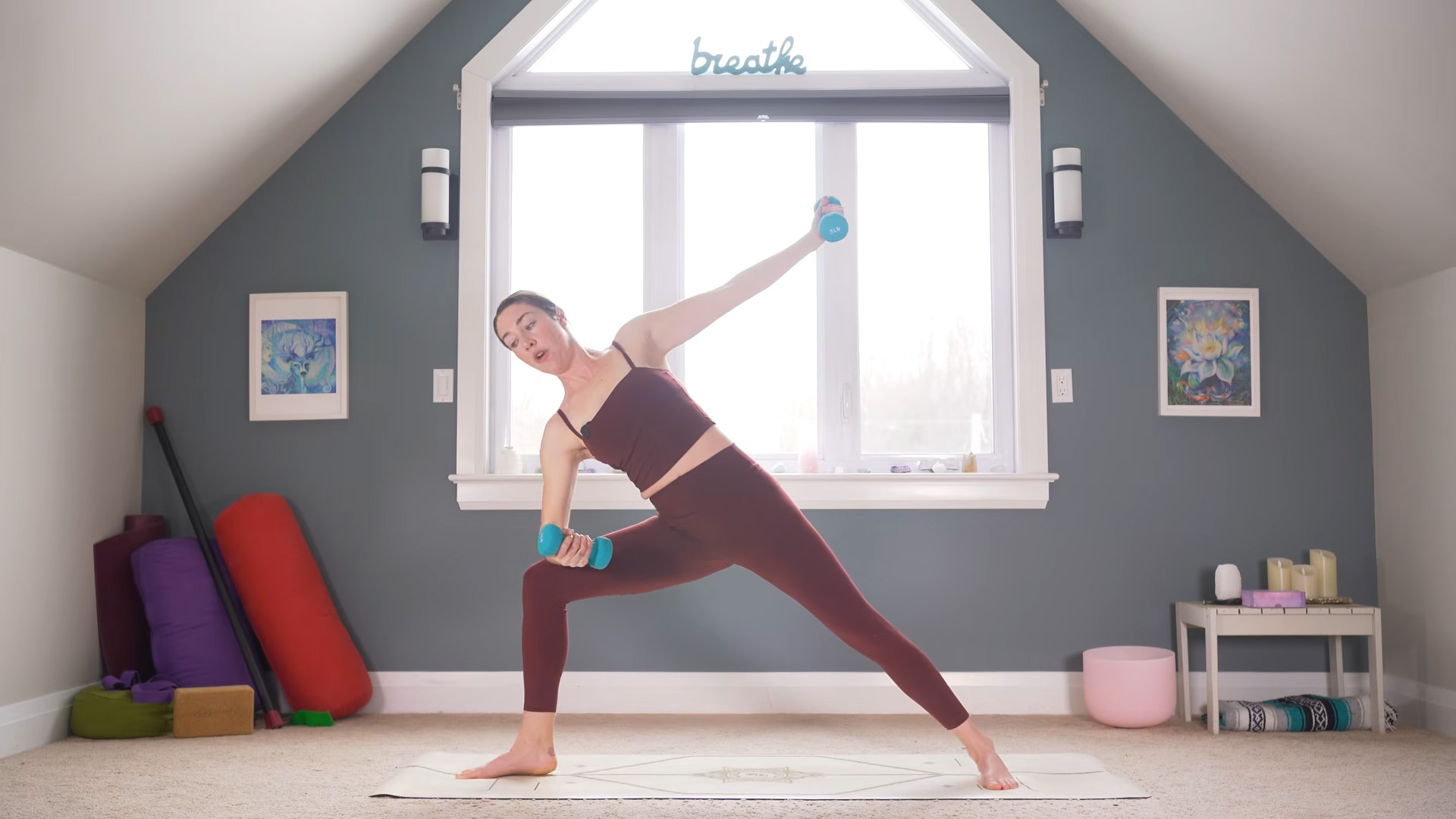 30 min dumbbell power yoga for strength and endurance