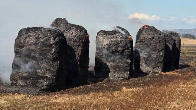Fire crews stop forward spread of hay field fire near Honcut in Butte ...