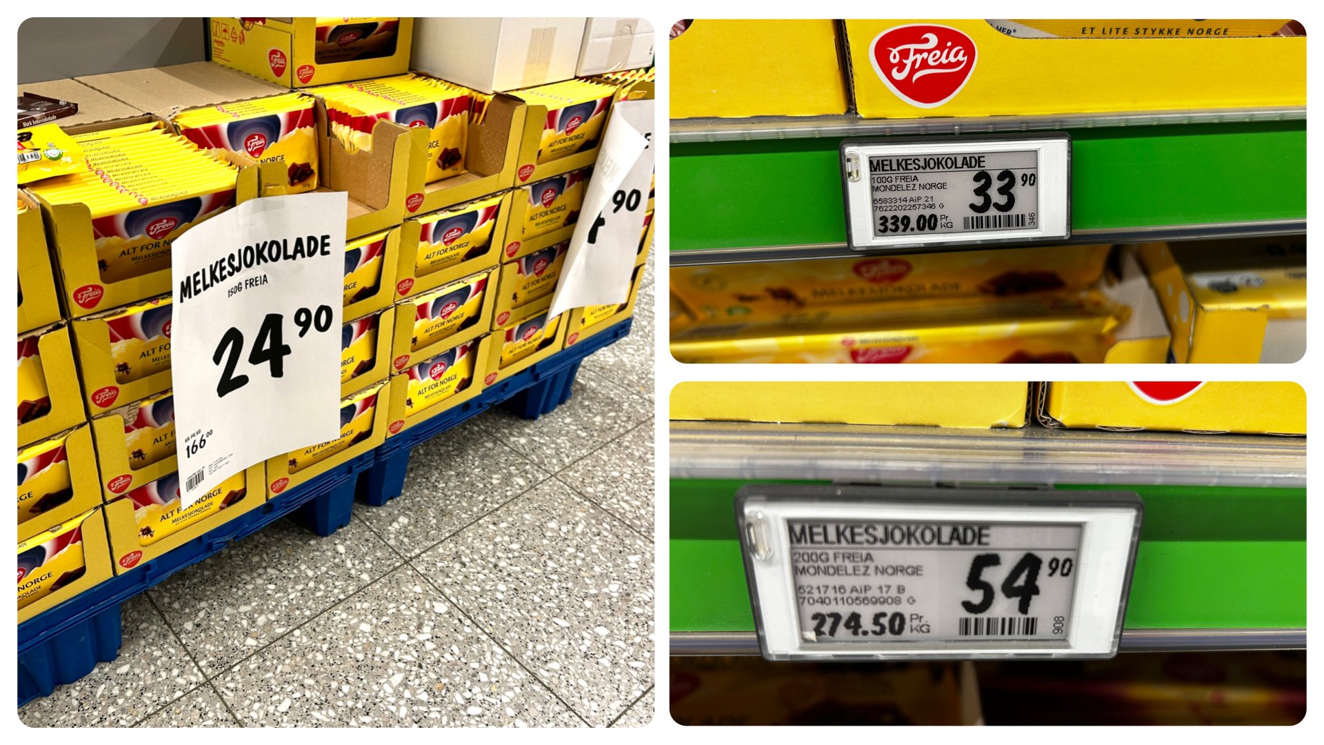 Sjekk hyllekanten: Stor prisfelle på Freia melkesjokolade hos Kiwi