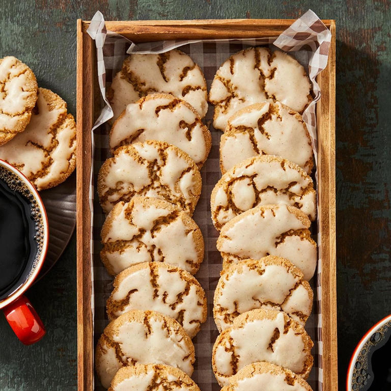 Iced chestnut cookies with bourbon brown butter icing
