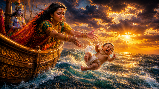 Why Krishna's son was thrown into the ocean after birth