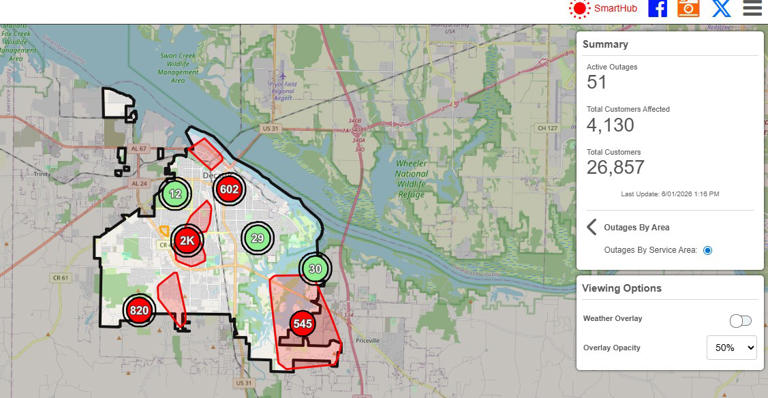 Morgan County utility companies experiencing over 9,500 power outages