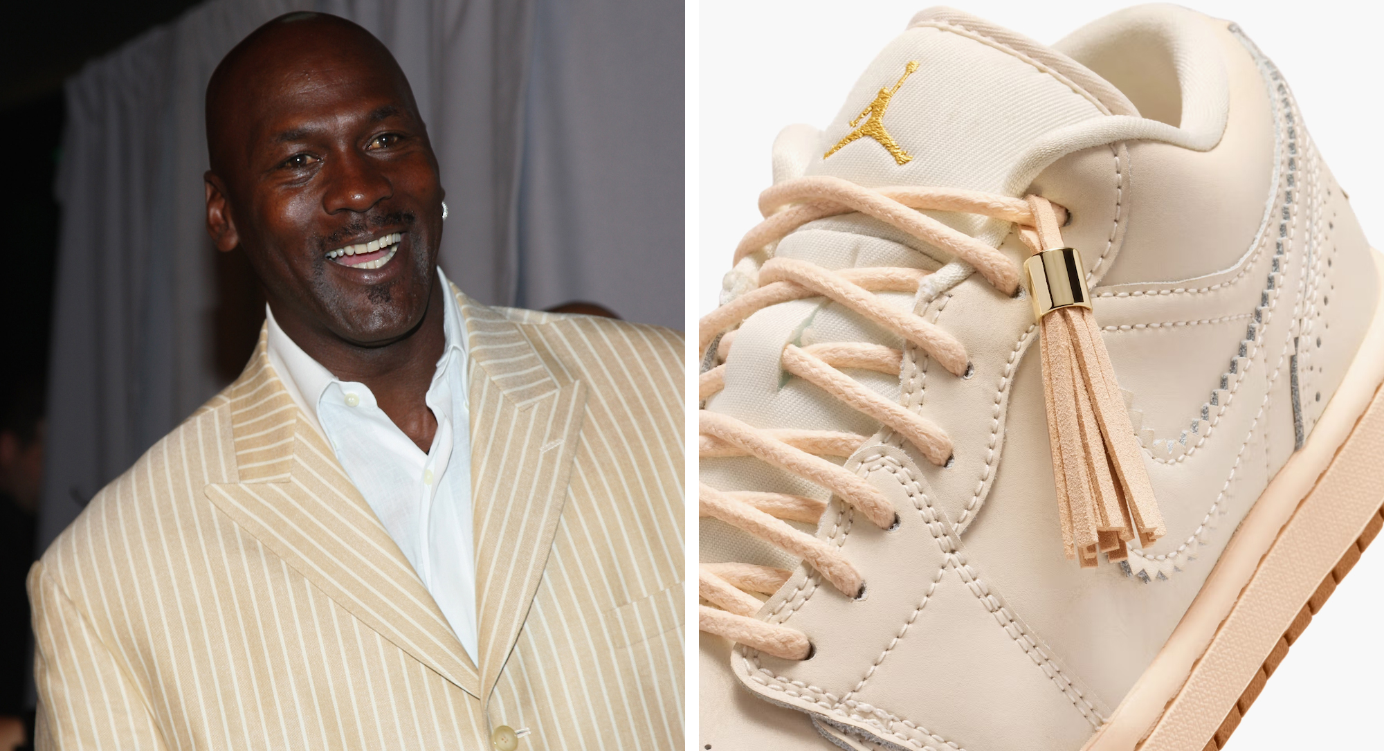 The Air Jordan 1 Low turns into a brogue-inspired dress shoe