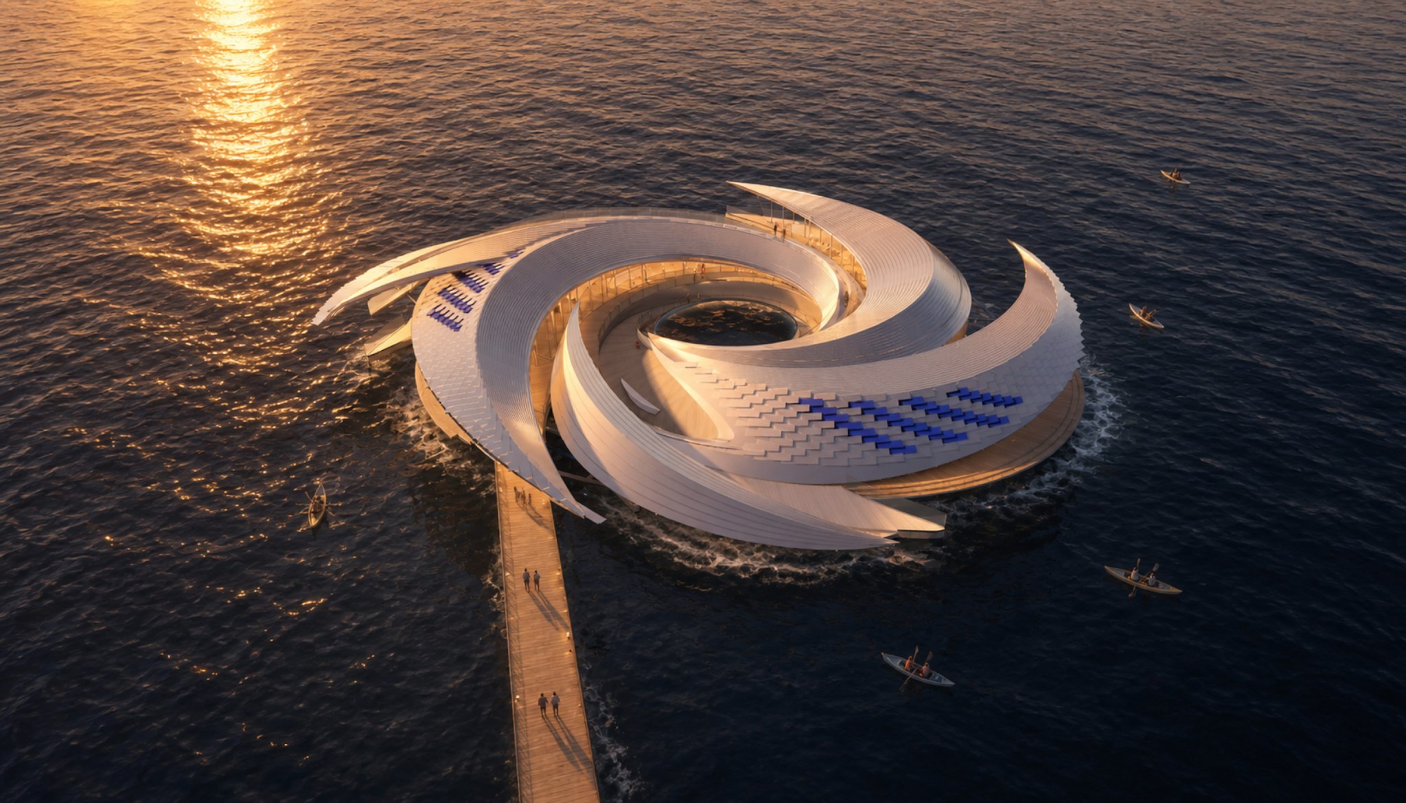 Ocean vortex floating building design made from recycled plastic unveiled