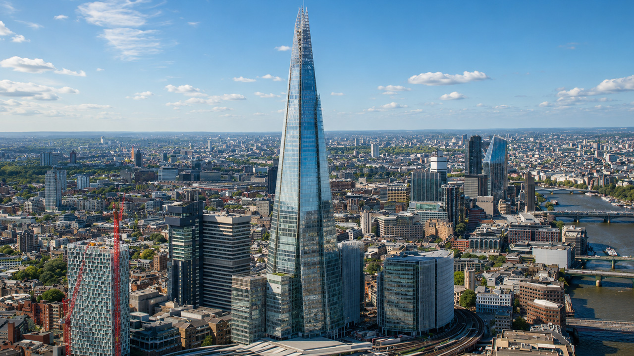 London skyline with the Shard rising above the city
