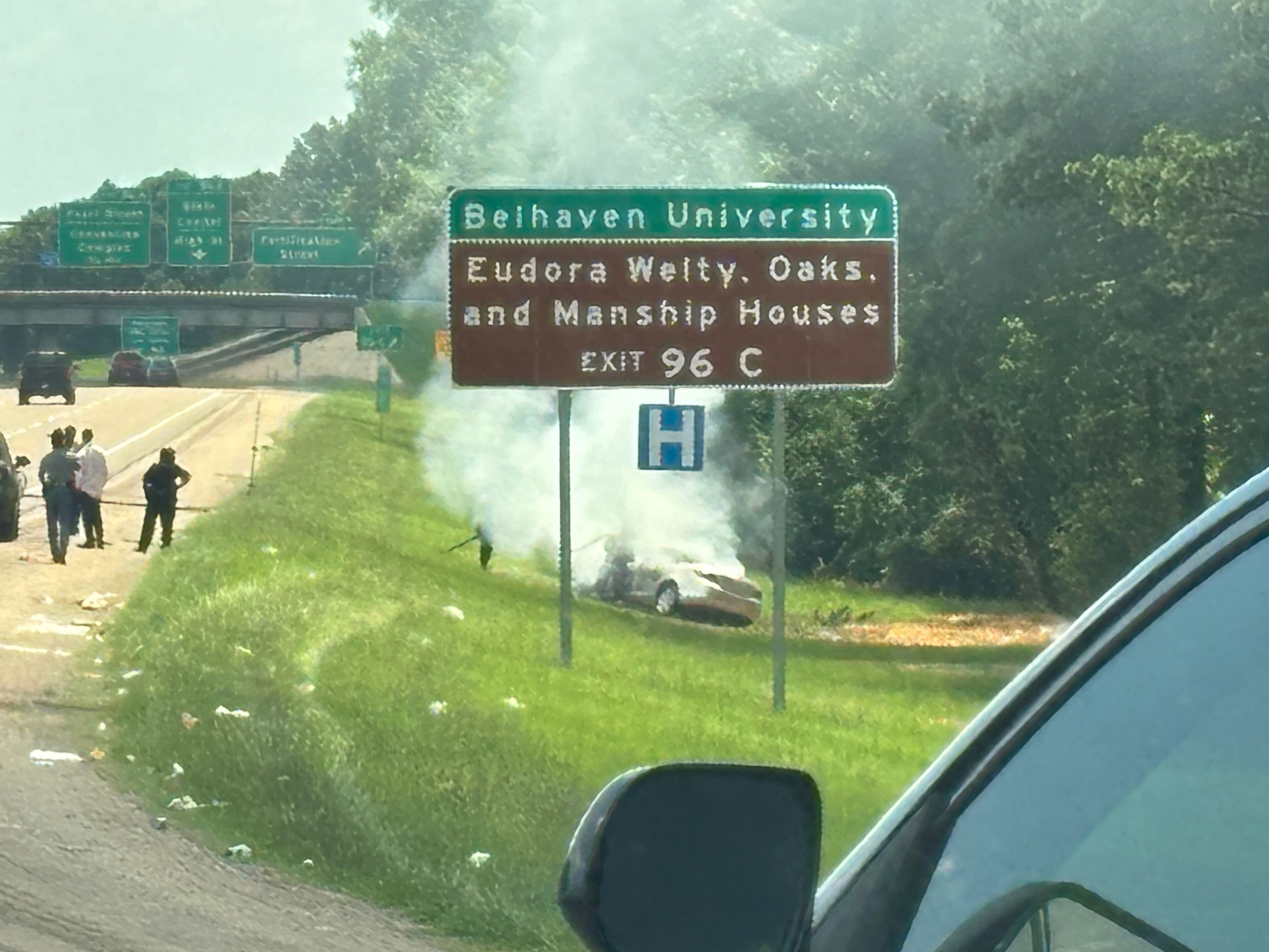 Officials respond to I-55 car fire