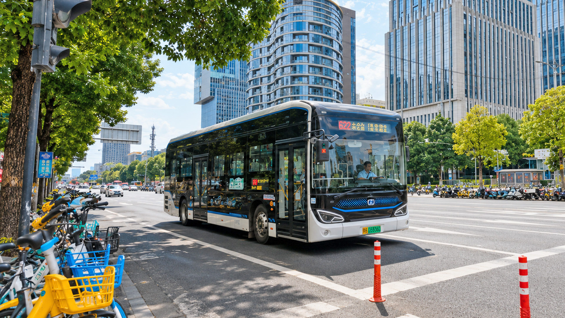 Modern electric buses shape daily life across this Chinese city