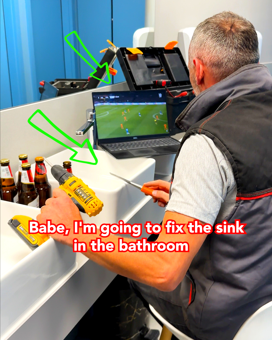 When fixing the sink is just an excuse for game time ⚽