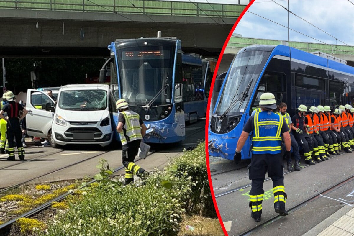 Unfall mit Transporter: Tram entgleist, fünf Menschen verletzt