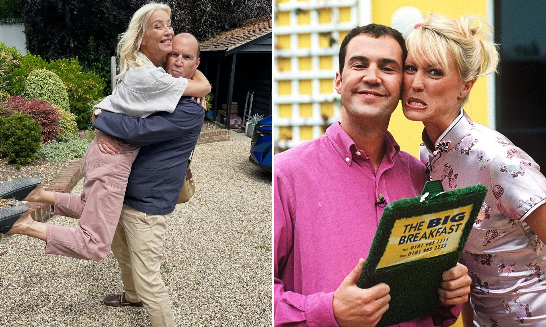 Denise Van Outen cuddles ex-Big Breakfast co-star Johnny Vaughan as ...