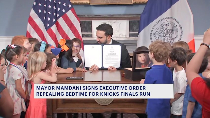 Mamdani signs order repealing bedtimes for Knicks finals run