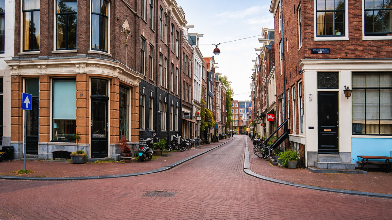 Walking through Amsterdam’s quiet brick streets