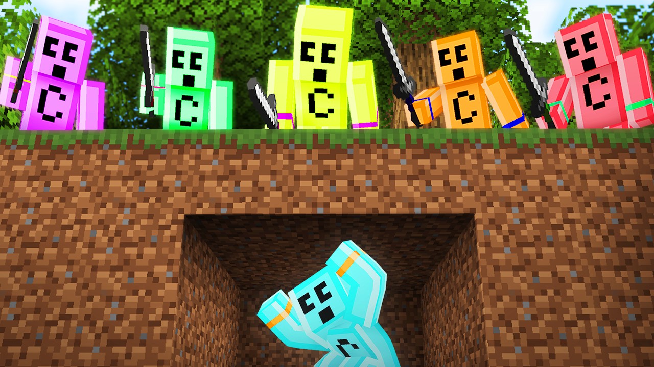 Escaping from a group of clones in a Minecraft challenge