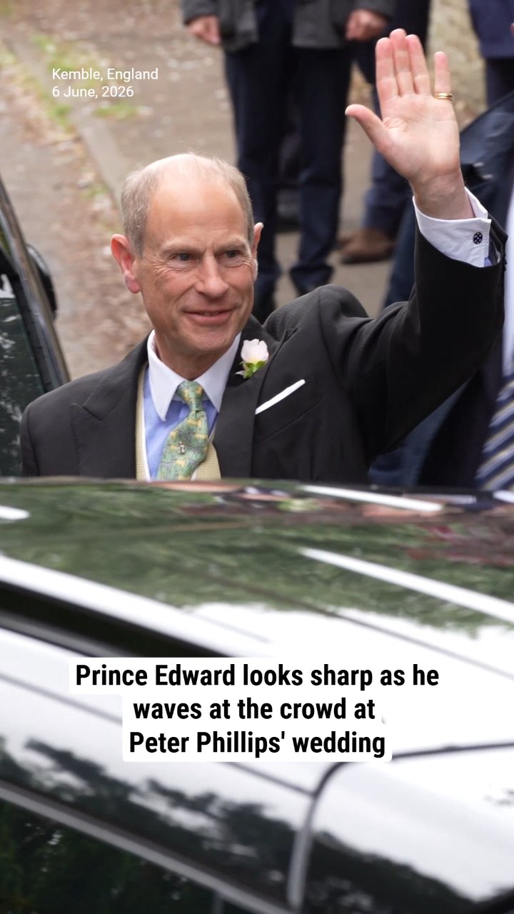 Prince Edward looks sharp as he waves at the crowd at Peter Phillips ...