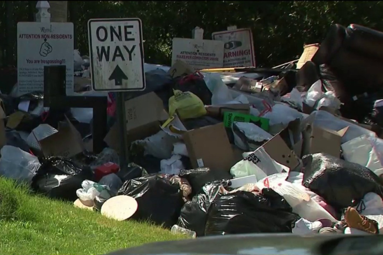 Broken trash compactor leaves GA neighborhood with smelly garbage pile