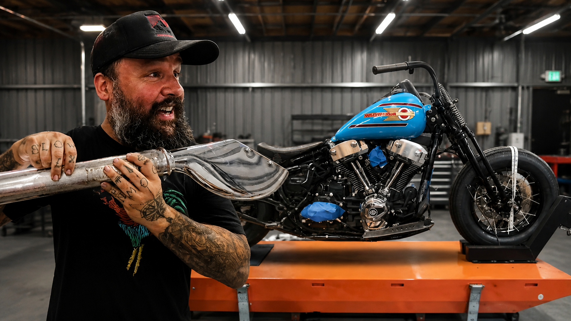 This custom Harley exhaust looks awesome!