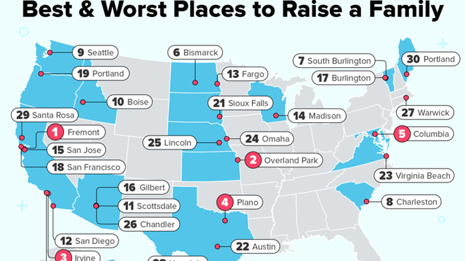 Mapped: The best-and worst-US cities to raise a family