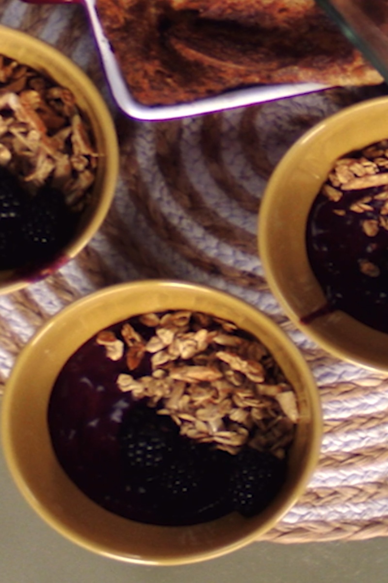 Healthy acai bowl with berries and granola