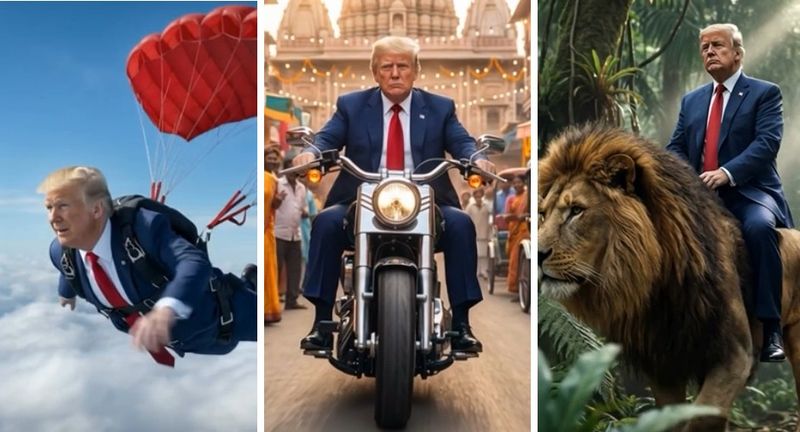 Trump on motorbike in India? His AI world tour video praising self ...