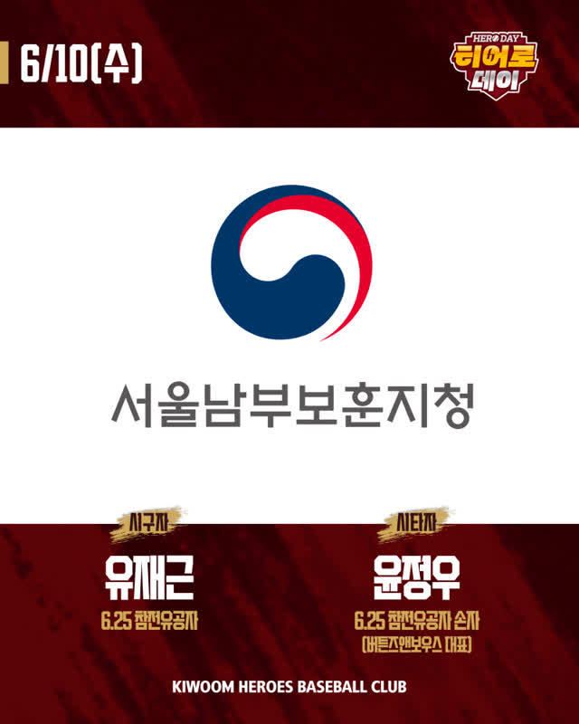 키움, 10일 NC전 '히어로데이 Part 4. Remember' 진행