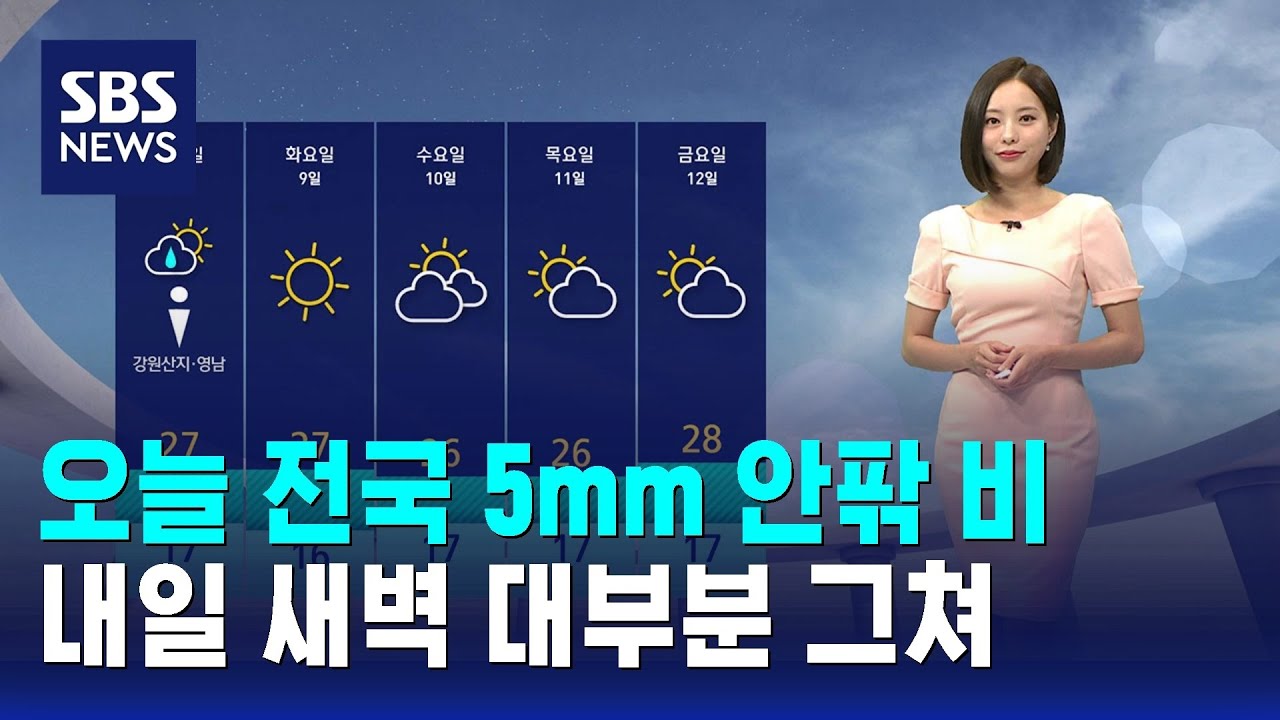 [날씨] 오늘 전국 5mm 안팎 비..내일 새벽 대부분 그쳐 / SBS