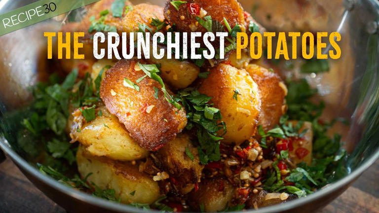 Indian potatoes - baking soda trick for max crisp (aloo roast)