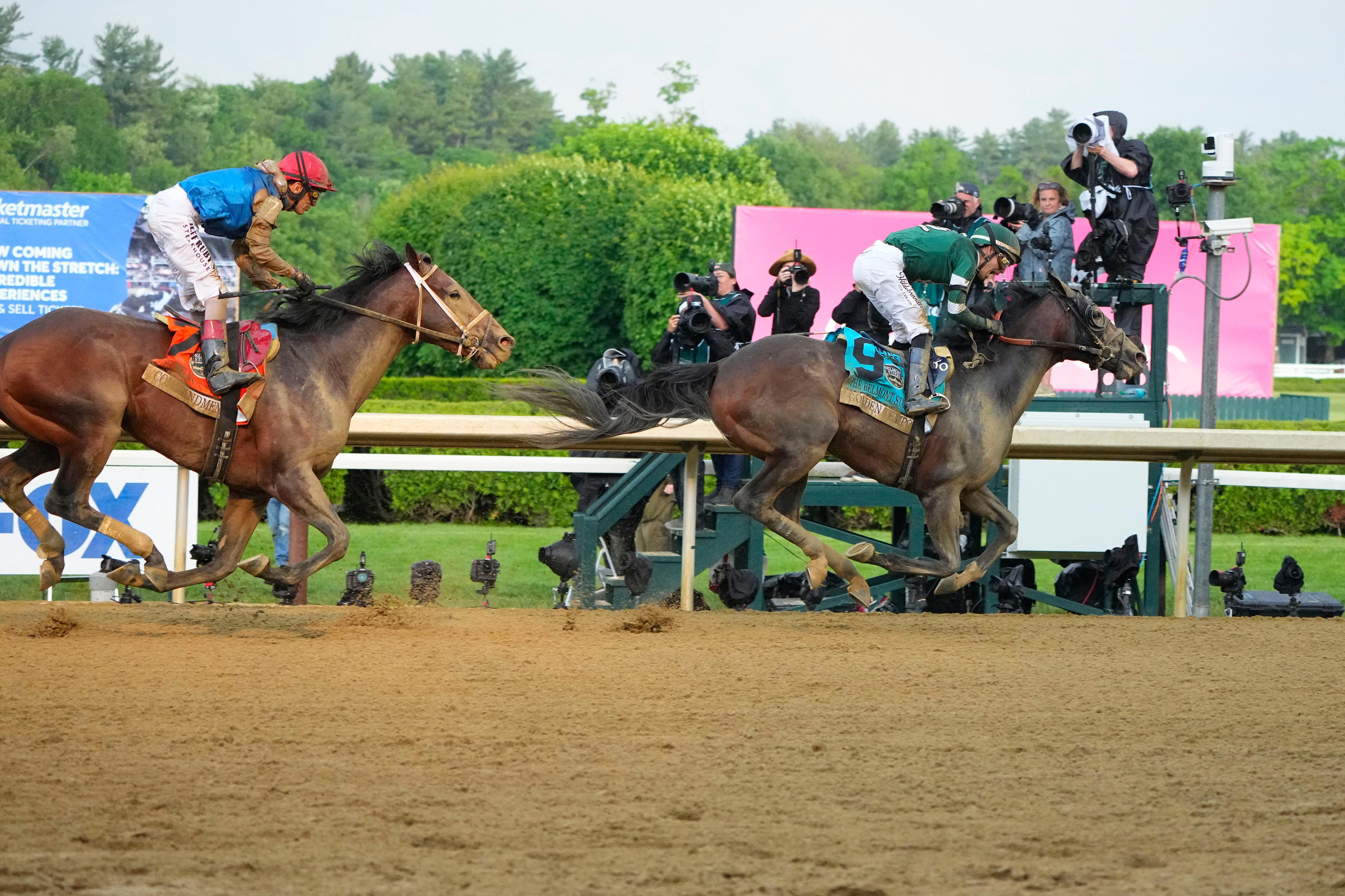 Kentucky Derby winner Golden Tempo wins Belmont Stakes