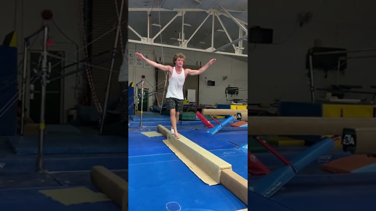 Pro parkour vs. gymnastic beam