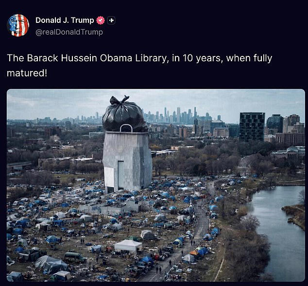 Trump slams Barack Obama's new presidential library depicting it ...