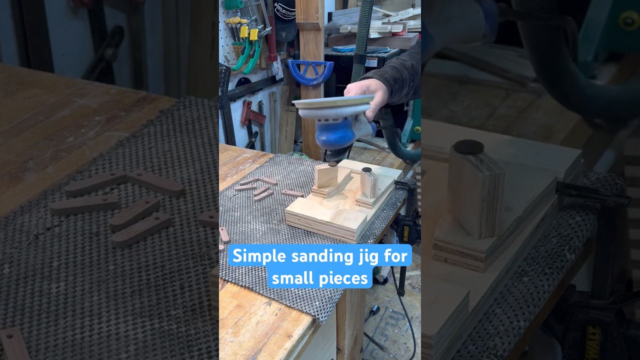 Simple jig for sanding small pieces easily #workshop #tools #woodworking