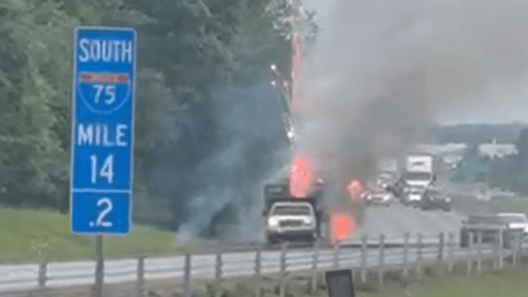Fireworks seen above I-75 after trailer fire ignites, authorities say ...