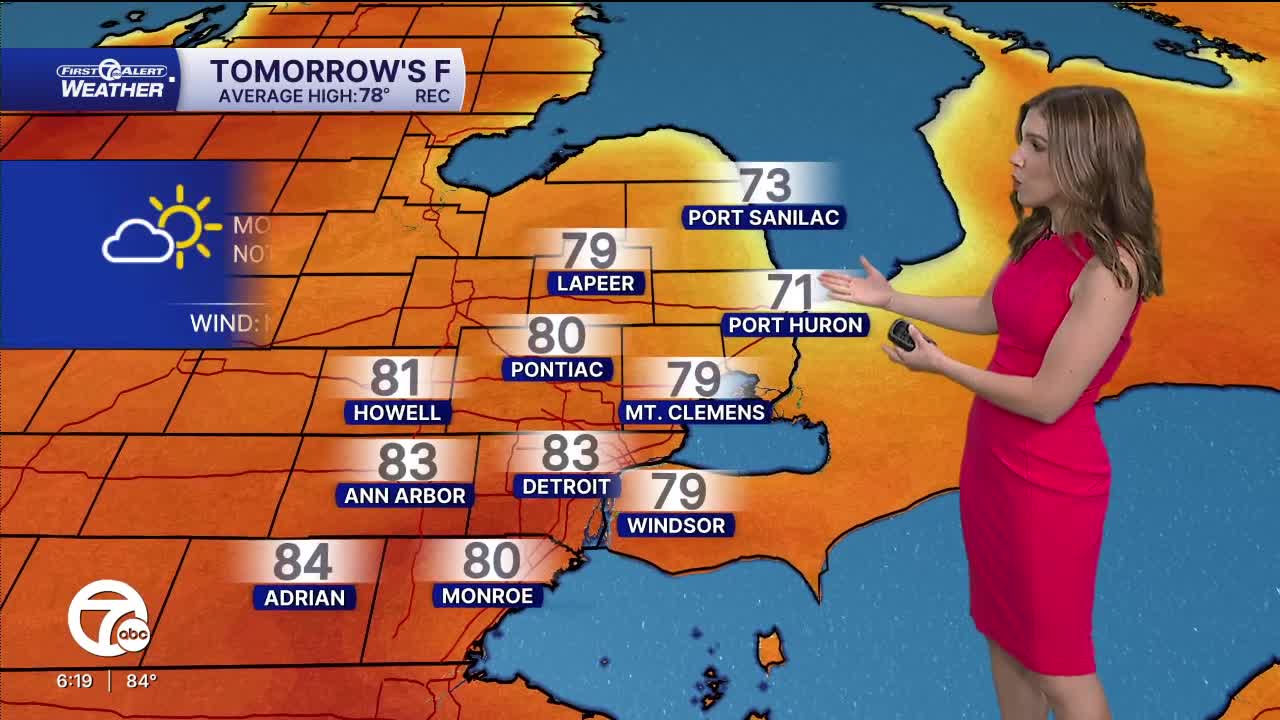 Sunny, warm, and less humid Sunday