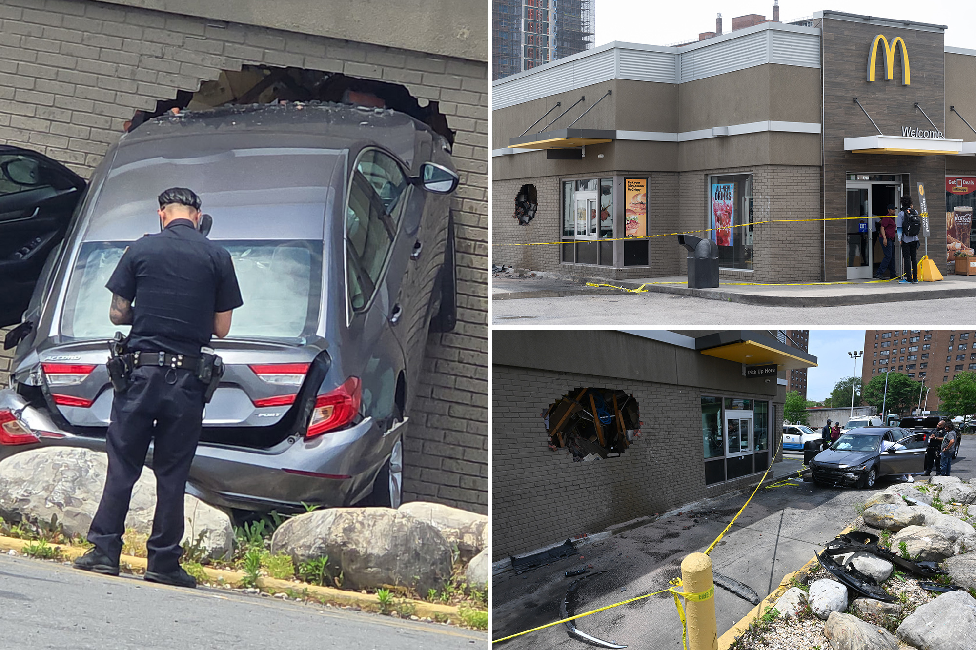 Car plows through NYC McDonald’s — then driver immediately flees the scene