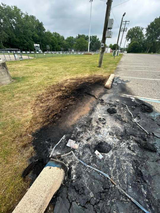 Officials seek info after Coopersville park porta-potties destroyed in fire